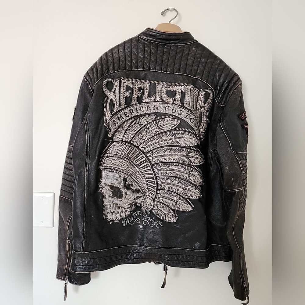 Affliction Men's Leather Motorcycle Jacket - Gem